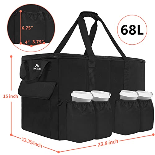 Food Delivery Bag XXL - 23x14x15 inches, Water Resistant Large Insulated Hot Bags for Delivery with Cup Holders, Durable Pizza Warmer Carrying Case - Catering Bag for Food Deliveries, Cooler Bag Black