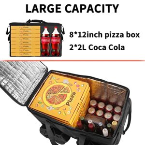 Food Delivery Bag XXL - 23x14x15 inches, Water Resistant Large Insulated Hot Bags for Delivery with Cup Holders, Durable Pizza Warmer Carrying Case - Catering Bag for Food Deliveries, Cooler Bag Black