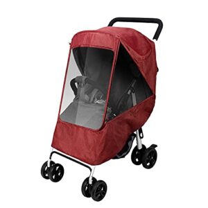 stroller rain cover & mosquito net,weather shield accessories - protect from rain wind snow dust insects water proof ventilate clear-breathable bug shield for baby stroller by gihims(red)