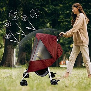 Stroller Rain Cover & Mosquito Net,Weather Shield Accessories - Protect from Rain Wind Snow Dust Insects Water Proof Ventilate Clear-Breathable Bug Shield for Baby Stroller by Gihims(Red)