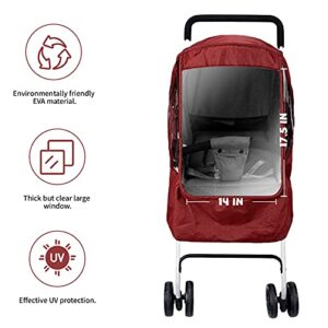 Stroller Rain Cover & Mosquito Net,Weather Shield Accessories - Protect from Rain Wind Snow Dust Insects Water Proof Ventilate Clear-Breathable Bug Shield for Baby Stroller by Gihims(Red)