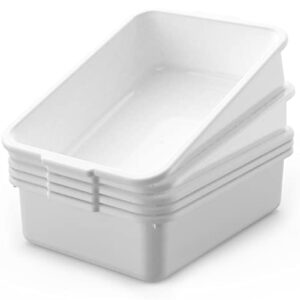 5-Pack Commercial Bus Tubs Box/Tote Box, White Plastic Storage Bin with Handles/Wash Basin Tub (8 Liter)