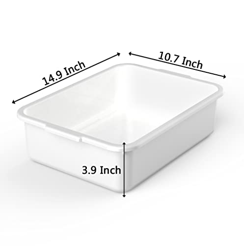 5-Pack Commercial Bus Tubs Box/Tote Box, White Plastic Storage Bin with Handles/Wash Basin Tub (8 Liter)