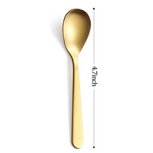 FULLYWARE Matte Gold Demitasse Espresso Spoons, Stainless Steel Satin Finish Coffee Spoons, Mini Teaspoons, Sugar Spoons, 4.7-inch, Set of 6