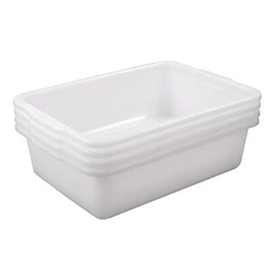 Afromy 4 Packs 35 L Large Bus Tub, Plastic Commercial Utility Bus Boxes Set, White