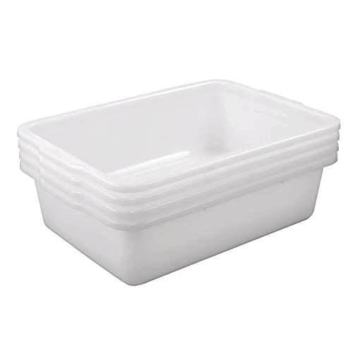 Afromy 4 Packs 35 L Large Bus Tub, Plastic Commercial Utility Bus Boxes Set, White