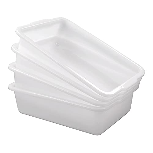 Afromy 4 Packs 35 L Large Bus Tub, Plastic Commercial Utility Bus Boxes Set, White