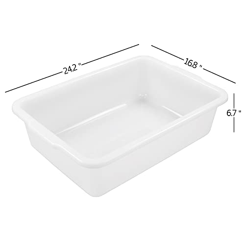 Afromy 4 Packs 35 L Large Bus Tub, Plastic Commercial Utility Bus Boxes Set, White