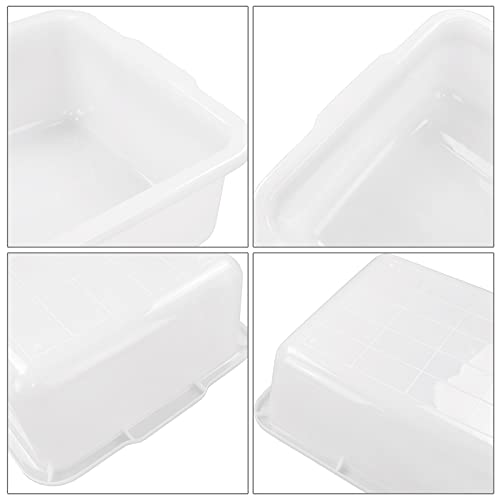 Afromy 4 Packs 35 L Large Bus Tub, Plastic Commercial Utility Bus Boxes Set, White