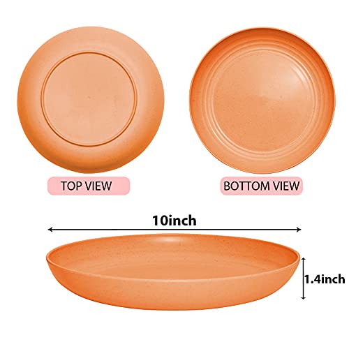 DAPIPIK 8 Pieces 10 Inch Wheat Straw Plates, Unbreakable Dinner Plates, Lightweight Straw Plates, Dishwasher & Microwave Safe, Perfect for Dinner Dishes, Healthy for Kids & Adult