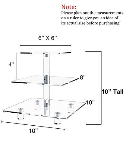 Jusalpha® 3 Tier Strong Acrylic Square Cupcake Stand, Dessert Display Tower (Clear, 1)