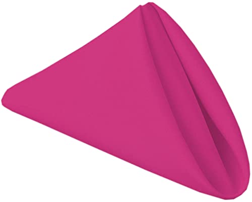 PLOYMONO Fuchsia Heavy Duty Cloth Napkins - 17 x 17 Inch Solid Washable Polyester Dinner Napkins - Set of 8 Napkins with Hemmed Edges - Great for Weddings, Parties, Banquets Dinner & More