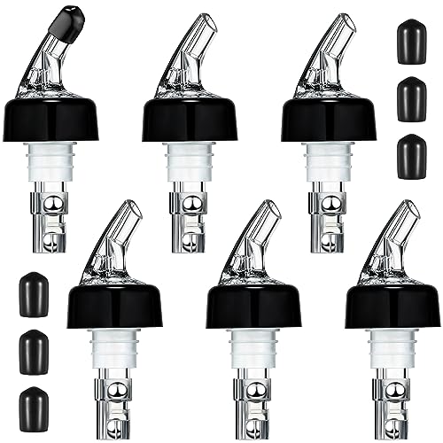 Automatic Measured Bottle Pourer Spout Bottle Pourer Liquor Bottle Pourers Bottle Jigger Quick Shot Spirit Measure Pourer, 1 oz/ 30 ml (Clear, Black,12 Pieces)