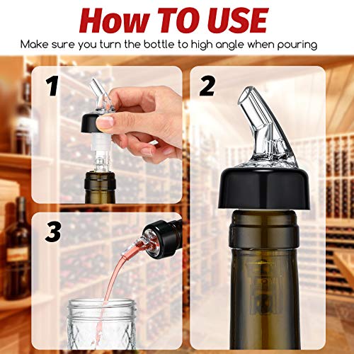 Automatic Measured Bottle Pourer Spout Bottle Pourer Liquor Bottle Pourers Bottle Jigger Quick Shot Spirit Measure Pourer, 1 oz/ 30 ml (Clear, Black,12 Pieces)