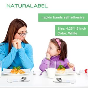 NATURALABEL Napkin Band, Paper Napkin Rings Self Adhesive 500-Count (White)