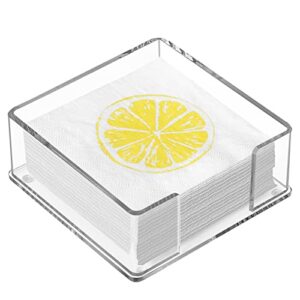 maxgear acrylic cocktail napkin holder for table, clear napkins holder, beverage napkin holders modern buffet paper napkin caddy for bar, party, dinner, kitchen & dining room, 5.5 x 5.5 inches