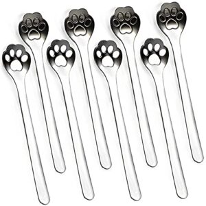 wektunaa 8-pack cat paw spoon 18/10 stainless steel teaspoons, sugar, coffee, cake, dessert, ice cream spoon stirring spoon, 5.9 inch