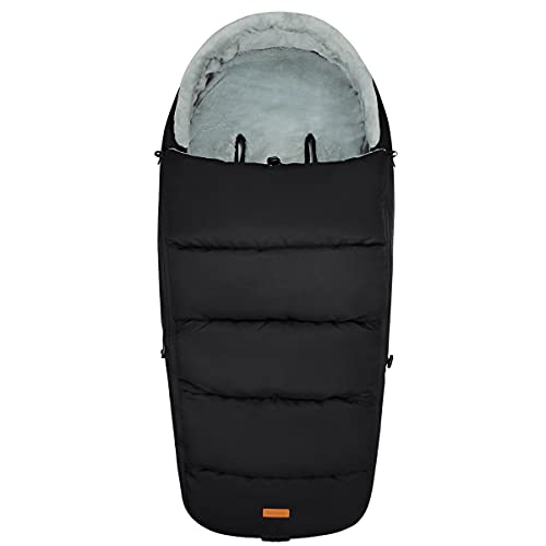 liuliuby CozyMuff - Warm Stroller Footmuff with Temperature Control - Universal Baby Bunting Bag for Cold Weather - Outdoor Sleeping Bag (6M – 4T, Black)