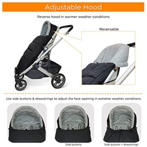 liuliuby CozyMuff - Warm Stroller Footmuff with Temperature Control - Universal Baby Bunting Bag for Cold Weather - Outdoor Sleeping Bag (6M – 4T, Black)