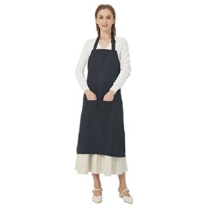 ured 1pcs black apron for women，bib kitchen apron，extra long protection from knee to chest，nail tech apron with pockets，artist apron with pockets，chef apron elegant life rpet fabric