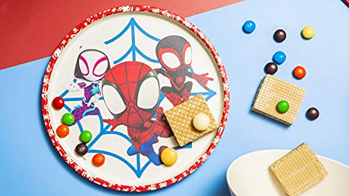 Zak Designs Marvel Spider-Man Dinnerware Set for Kids Includes 8" Plate, 6" Bowl, and 10oz Tumbler, Durable and Sustainable Melamine Bamboo Material (3-Piece Set, Spidey and His Amazing Friends)