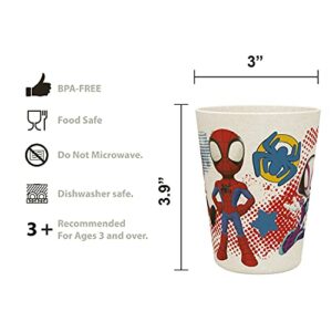 Zak Designs Marvel Spider-Man Dinnerware Set for Kids Includes 8" Plate, 6" Bowl, and 10oz Tumbler, Durable and Sustainable Melamine Bamboo Material (3-Piece Set, Spidey and His Amazing Friends)