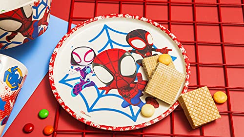 Zak Designs Marvel Spider-Man Dinnerware Set for Kids Includes 8" Plate, 6" Bowl, and 10oz Tumbler, Durable and Sustainable Melamine Bamboo Material (3-Piece Set, Spidey and His Amazing Friends)