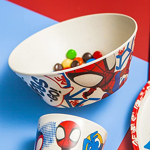 Zak Designs Marvel Spider-Man Dinnerware Set for Kids Includes 8" Plate, 6" Bowl, and 10oz Tumbler, Durable and Sustainable Melamine Bamboo Material (3-Piece Set, Spidey and His Amazing Friends)