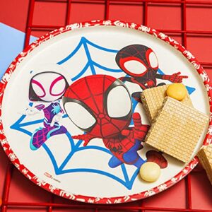 Zak Designs Marvel Spider-Man Dinnerware Set for Kids Includes 8" Plate, 6" Bowl, and 10oz Tumbler, Durable and Sustainable Melamine Bamboo Material (3-Piece Set, Spidey and His Amazing Friends)