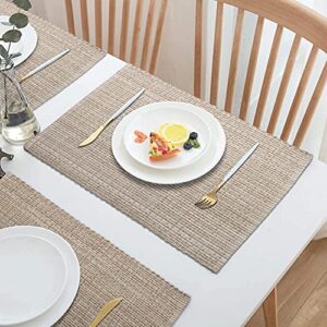 Urban Villa Placemats for Dining Table 100% Cotton Placemats 14''x20'' Over Sized Tablemats Set of 6 Placemats Egg Shell Two Tone Tablemats for Family Dinners Wedding Parties Everyday Use Placemats