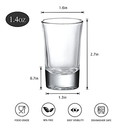 Crazystorey 40 Pack Heavy Base Shot Glasses, 1.4oz Whiskey Shot Glass Set Small Glass Cups for Liqueur Spirits Bar Party Favor Housewarming Gift