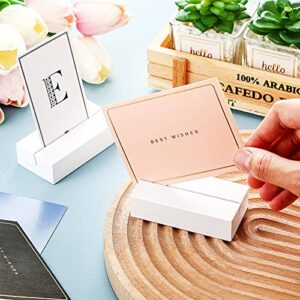 Thyle 12 Pieces Wood Place Card Holders Wood Sign Holders Table Number Holder Stands Name Card Holder for Wedding Party Events Decoration (White, 3 x 1.6 x 0.8 Inch)