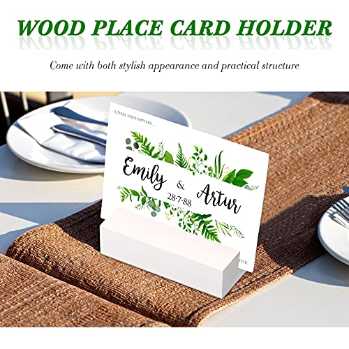 Thyle 12 Pieces Wood Place Card Holders Wood Sign Holders Table Number Holder Stands Name Card Holder for Wedding Party Events Decoration (White, 3 x 1.6 x 0.8 Inch)