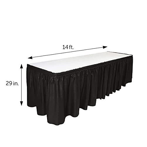 DecorRack 2 Pack Table Skirts, 29 in x 14 ft Each, Multi Pack -BPA Free- Plastic Tableskirt, Disposable, Reusable, Rectangular Tablecloth Skirt, Black (2 Pack)