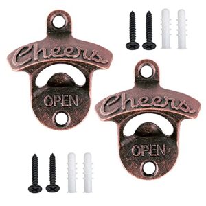 ourize 2pcs wall mounted beer bottle opener retro outdoor bottle opener with mount screws set for beer cap coke bottle