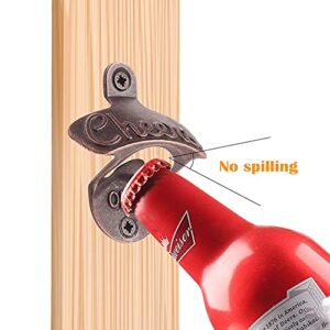 OURIZE 2Pcs Wall Mounted Beer Bottle Opener Retro Outdoor Bottle Opener with Mount Screws Set for Beer Cap Coke Bottle