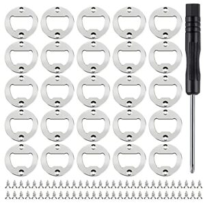 jingtong 25 set diy bottle opener insert kits, rustproof inserts + 50 screws screwdriver metal beer hardware parts accessories for resin mold (silver 25)