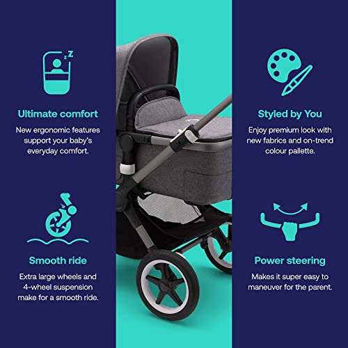 Bugaboo Fox 3 Complete Full-Size Stroller - The Most Advanced Comfort Stroller - Graphite/Grey Melange-Grey Melange