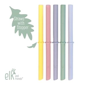 Elk and Friends Kids & Toddler Cups | The Original Glass Mason jars 8 oz with Silicone Sleeves & Silicone Straws with Stoppers | Smoothie Cups | Spill Proof Sippy Cups for Toddlers