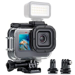 yallsame waterproof case dive housing for gopro hero 11 10 9 black action camera, support deepest 196 ft underwater pritective, ideal for gopro 11 10 9 scuba diving snorkeling underwater photography