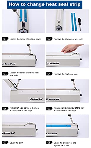 Impulse Sealer Repair Kits for LinsnField 16-inch Sealer Pros, PTFE & Width of 5-mm Heat Seal Strips, Pack of 6