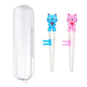 2 pairs kids chopsticks - cute animal cartoon design, plastic training chopsticks for kids, chopstick helper/trainer, by bolonie