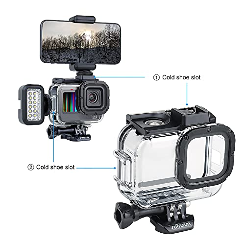 SOONSUN Skeleton Protective Housing Case for GoPro Hero 11 Black / Hero 10 Black / Hero 9 Black - Includes Aluminum Battery Cover Side Door with Charging Port, Charging Without Removing Housing Case