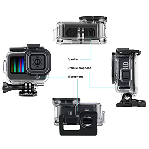 SOONSUN Skeleton Protective Housing Case for GoPro Hero 11 Black / Hero 10 Black / Hero 9 Black - Includes Aluminum Battery Cover Side Door with Charging Port, Charging Without Removing Housing Case