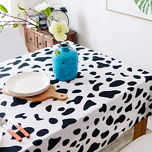 6 Pack Disposable Black and White Cow Print Plastic Tablecloth, 108 Inch x 54 Inch Ractangle Tablecover, for Party, Dance and Picnic (Black and White Cow Print)