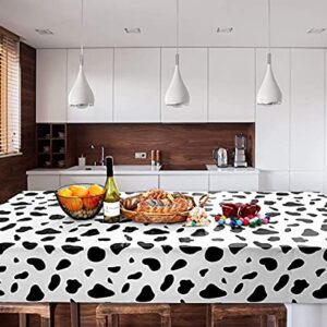 6 Pack Disposable Black and White Cow Print Plastic Tablecloth, 108 Inch x 54 Inch Ractangle Tablecover, for Party, Dance and Picnic (Black and White Cow Print)