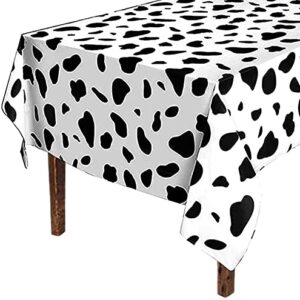 6 Pack Disposable Black and White Cow Print Plastic Tablecloth, 108 Inch x 54 Inch Ractangle Tablecover, for Party, Dance and Picnic (Black and White Cow Print)