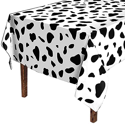 6 Pack Disposable Black and White Cow Print Plastic Tablecloth, 108 Inch x 54 Inch Ractangle Tablecover, for Party, Dance and Picnic (Black and White Cow Print)