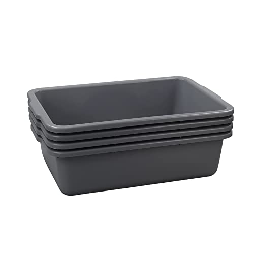 Nicesh 4-Pack 32 L Large Commercial Bus Tubs, Plastic Utility Bus Box, Gray