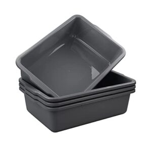 nicesh 4-pack 32 l large commercial bus tubs, plastic utility bus box, gray